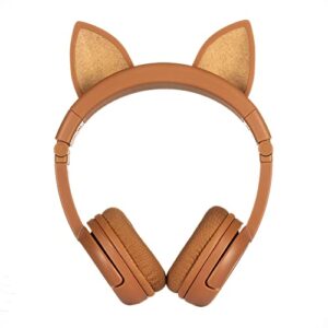 ONANOFF BuddyPhones PlayEars+, On-Ear Bluetooth Kids Headphones with Fox Ears, Volume-Limiting with Microphone, Works Wired or Wireless, 24-Hours Battery Life, for iPhone, iPad, Tablet and More