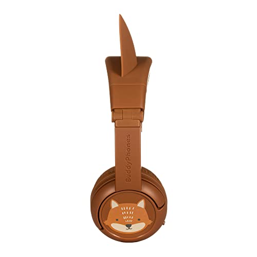 ONANOFF BuddyPhones PlayEars+, On-Ear Bluetooth Kids Headphones with Fox Ears, Volume-Limiting with Microphone, Works Wired or Wireless, 24-Hours Battery Life, for iPhone, iPad, Tablet and More