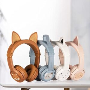 ONANOFF BuddyPhones PlayEars+, On-Ear Bluetooth Kids Headphones with Fox Ears, Volume-Limiting with Microphone, Works Wired or Wireless, 24-Hours Battery Life, for iPhone, iPad, Tablet and More