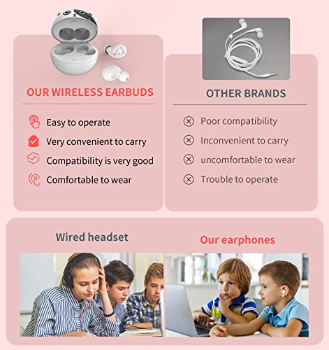 Adorable Kids Earbuds - Kids Wireless Earbuds for Small Ears - Milk Cat Earbuds with Mic and Noise Cancelling, Best Christmas, Halloween and Birthday Gifts for Kids, Friends, Family and Adults