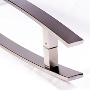 18 Inch Square Rectangle Flat Shape Stainless Steel Modern Contemporary Entry Door Handle Bar Ladder Pull Shower Glass Sliding Barn Door Interior Exterior Door Pull Push Brushed Nickel Satin Finish