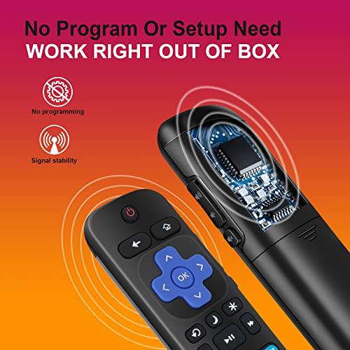 Universal Replaced Remote Control for Roku TV,Compatible for TCL Roku/Hisense Roku/Sharp Roku/Onn Roku/Insignia Roku ect,with Netflix Disney+/Hulu/Prime Video Buttons