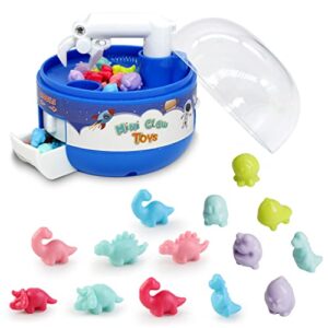 mini claw machine for kids&adults,space blue,24 tiny prizes,dinosaur miniature things,surprise birthday gifts toys cheap for 3 4 5 6 7 8 years old,handheld dino stuff in little small unwrappable