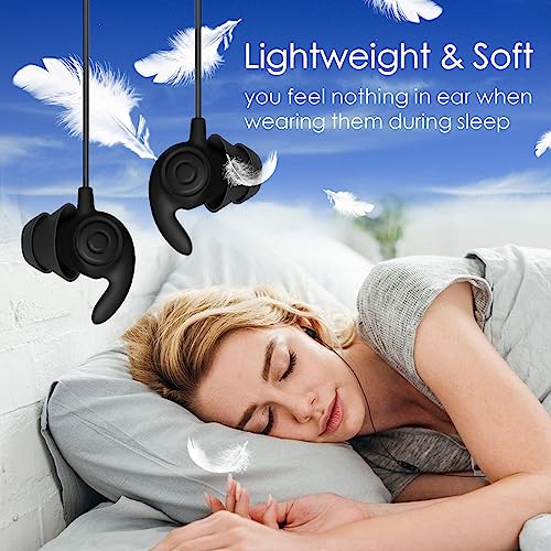 Hmusic Sleep Earbuds, Noise Isolation USB C Sleep Headphones Wired, Lightweight Soft Silicone Earplugs with Mic for Insomnia, Side Sleeper, Snoring, Air Travel, Yoga, Relaxation, Meditation (Black)