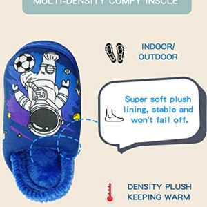 SEBELLST Baby Infant Slippers for Boys Toddler Slippers Kids Warm Fuzzy Slide Cute Cartoon Non Slip Winter Plush Indoor House Shoes Slippers (Blue, 3-4 Years Old)