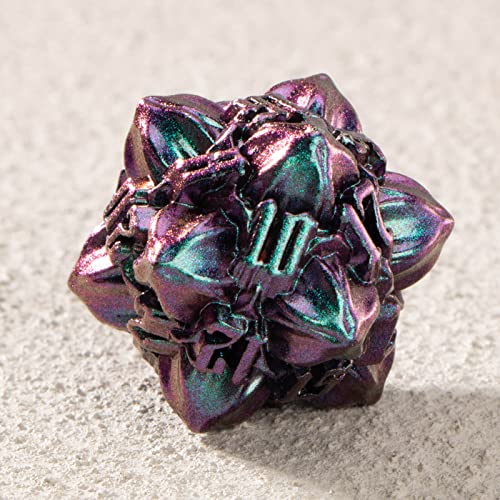 KERWELLSI Metal DND Dice Set, Dungeons and Dragons Dice Set D&D, Purple Role Playing Dice, 7 Piece D and D Dice with Box, Polyhedral RPG Dice D20 D12 D10 D8 D6 D4