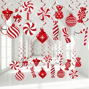 christmas peppermint candy hanging decorations christmas candies ceiling hanging swirls xmas party ceiling whirl streamers for home winter holiday christmas party decor (red white,mixed candy)