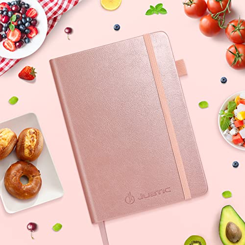 JUBTIC Blank Recipe Book to Write in Your Own Recipes, Personal Cook Book to Write in and Hardcover Recipe Notebook with 2 colorful stickers for Family Recipes, Hold up to 128 Recipes - Rose Gold