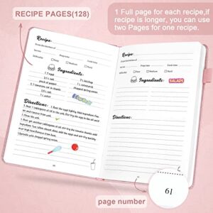 JUBTIC Blank Recipe Book to Write in Your Own Recipes, Personal Cook Book to Write in and Hardcover Recipe Notebook with 2 colorful stickers for Family Recipes, Hold up to 128 Recipes - Rose Gold