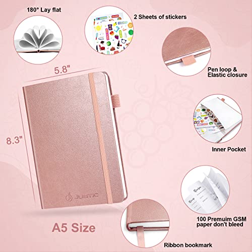 JUBTIC Blank Recipe Book to Write in Your Own Recipes, Personal Cook Book to Write in and Hardcover Recipe Notebook with 2 colorful stickers for Family Recipes, Hold up to 128 Recipes - Rose Gold