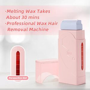 Roller Waxing Kit, Roll on Wax Kit, Wax Heater Depilatory, Wax Roller Kit for Hair Removal for Women Men Sensitive Skin, At Home Wax Machine with 100 Non-Woven Wax Paper and Pre-Wax Oil+After-Wax Oil