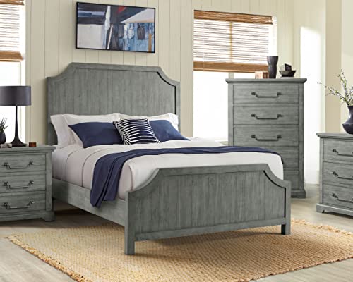 Martin Svensson Home Beach House Solid Wood Dove Grey California King Panel Bed Platform