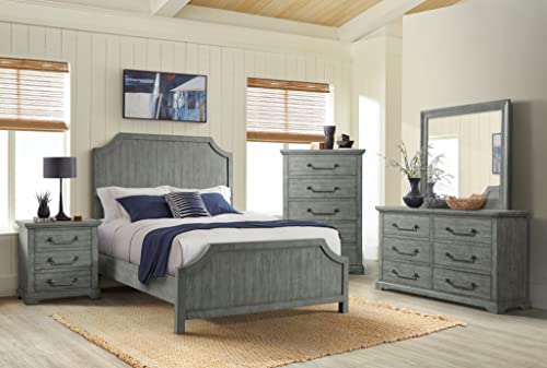 Martin Svensson Home Beach House Solid Wood Dove Grey California King Panel Bed Platform