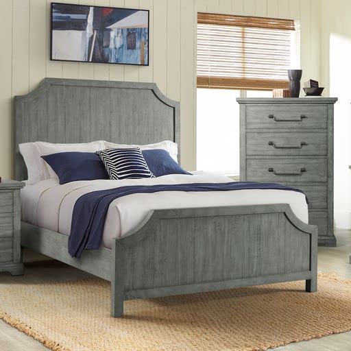 Martin Svensson Home Beach House Solid Wood Dove Grey California King Panel Bed Platform