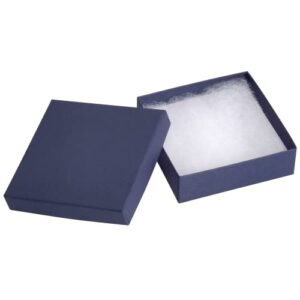 cardboard jewelry boxes 10 pack - 3.5"x3.5"x1" bulk cotton filled small gift boxes with lids for jewelry packaging (navy blue)