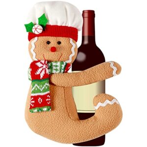 Gingerbread Man Christmas Tree Topper Decorations,Unique Funny Xmas Plush Stuffed Gingerbread Hugger Decor for Christmas Tree Wine Bottle Curtain Ornaments,Ginger White Red Green