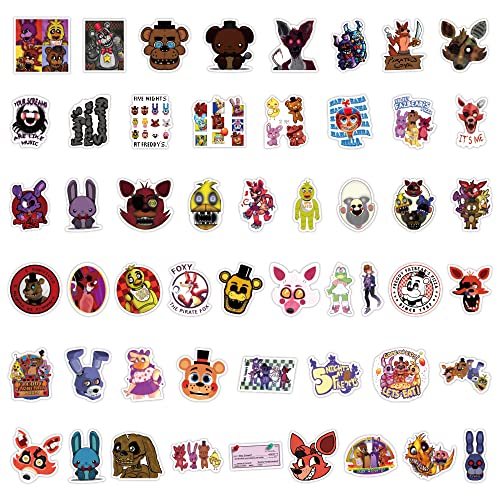 Party Supplies for Five Nights at Freddy, 12pcs Button Pins 12pcs Barcelets 12pcs Keyrings, 1 Neck Strap Lanyard, 50 Stickers