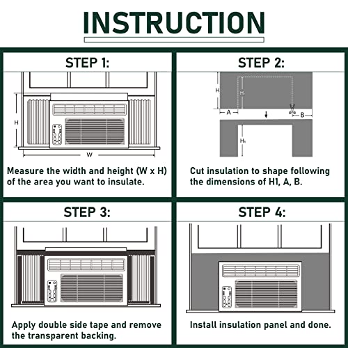 Flehomo Window AC Side Panel, Full Surround Insulation Window Air Conditioner Foam Panels, Insulated Side Panels Kit for Window AC Units for Winter and Summer, Black