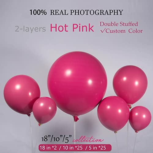 Kozee barbie Pink Double-Stuffed Hot pink Balloons different sizes 52 PACK 18+10+5 inch balloon Garland kit For Wedding Birthday baby shower anniversary decorations (Hot Pink)