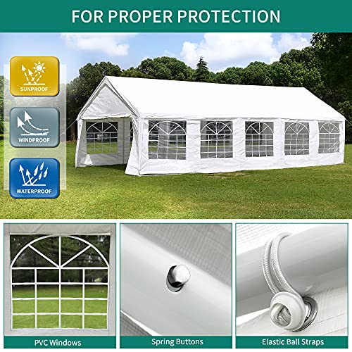 YITAHOME 16' x 32' Heavy Duty Party Tent Outdoor Gazebo Wedding Event Shelters Upgraded Galvanized Canopy with Large White Roof, Removable Sidewalls (MAYIH0000098MA)