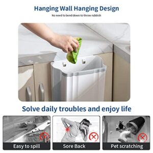 Rash Can Compost Bin 2.4 Gallon Small Hanging Kitchen Trash Can for Cabinet Door, Counter Top or Under Sink,Mountable Foldable Garbage Can Suitable for Bathroom,Living Room,Bedroom,Kitchen,Office,Car