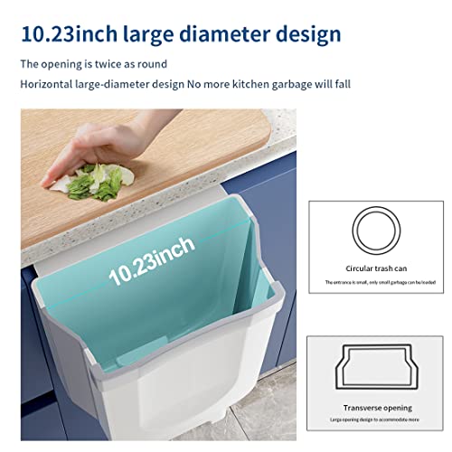 Rash Can Compost Bin 2.4 Gallon Small Hanging Kitchen Trash Can for Cabinet Door, Counter Top or Under Sink,Mountable Foldable Garbage Can Suitable for Bathroom,Living Room,Bedroom,Kitchen,Office,Car