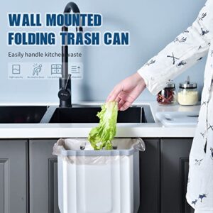 Rash Can Compost Bin 2.4 Gallon Small Hanging Kitchen Trash Can for Cabinet Door, Counter Top or Under Sink,Mountable Foldable Garbage Can Suitable for Bathroom,Living Room,Bedroom,Kitchen,Office,Car