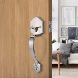 Brotima Double Front Door Handleset, Satin Nickel Door Handles for Back Door, Left and Right,1 Pack