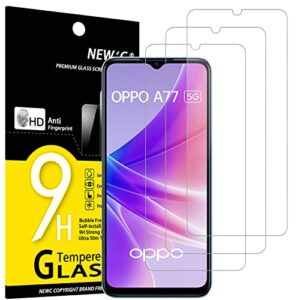 new'c [3 pack] designed for oppo a77 5g, oppo a57 4g, a57s screen protector tempered glass, case friendly ultra resistant