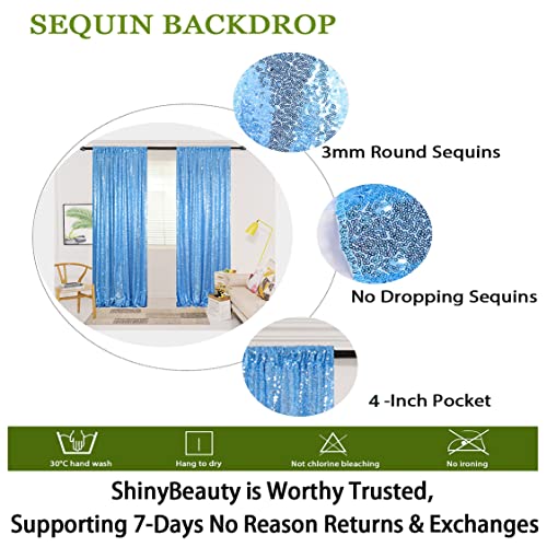 Sequin Curtains 2 Panels Baby Blue 4x10ft Shimmer Sequin Backdrop Curtain Sparkly Photography Background Drapes for Parties Wedding Bridal Showers