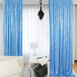 Sequin Curtains 2 Panels Baby Blue 4x10ft Shimmer Sequin Backdrop Curtain Sparkly Photography Background Drapes for Parties Wedding Bridal Showers