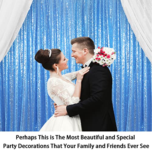 Sequin Curtains 2 Panels Baby Blue 4x10ft Shimmer Sequin Backdrop Curtain Sparkly Photography Background Drapes for Parties Wedding Bridal Showers