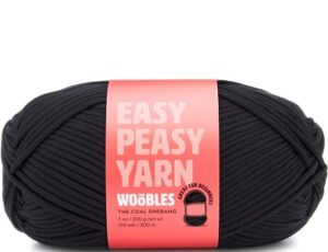 the woobles easy peasy yarn, crochet & knitting yarn for beginners with easy-to-see stitches - yarn for crocheting - worsted medium #4 yarn - cotton-nylon blend