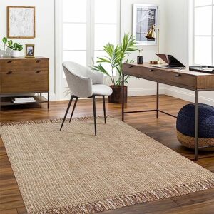 Collive Comfy Area Rug 4' x 6', Tan/Cream Woven Cotton Bedroom Rugs, Modern Indoor Accent Rug Floor Carpet with Tassel for Living Room, Nursery Room, Dining Room, Bedside, Office, Patio Decor