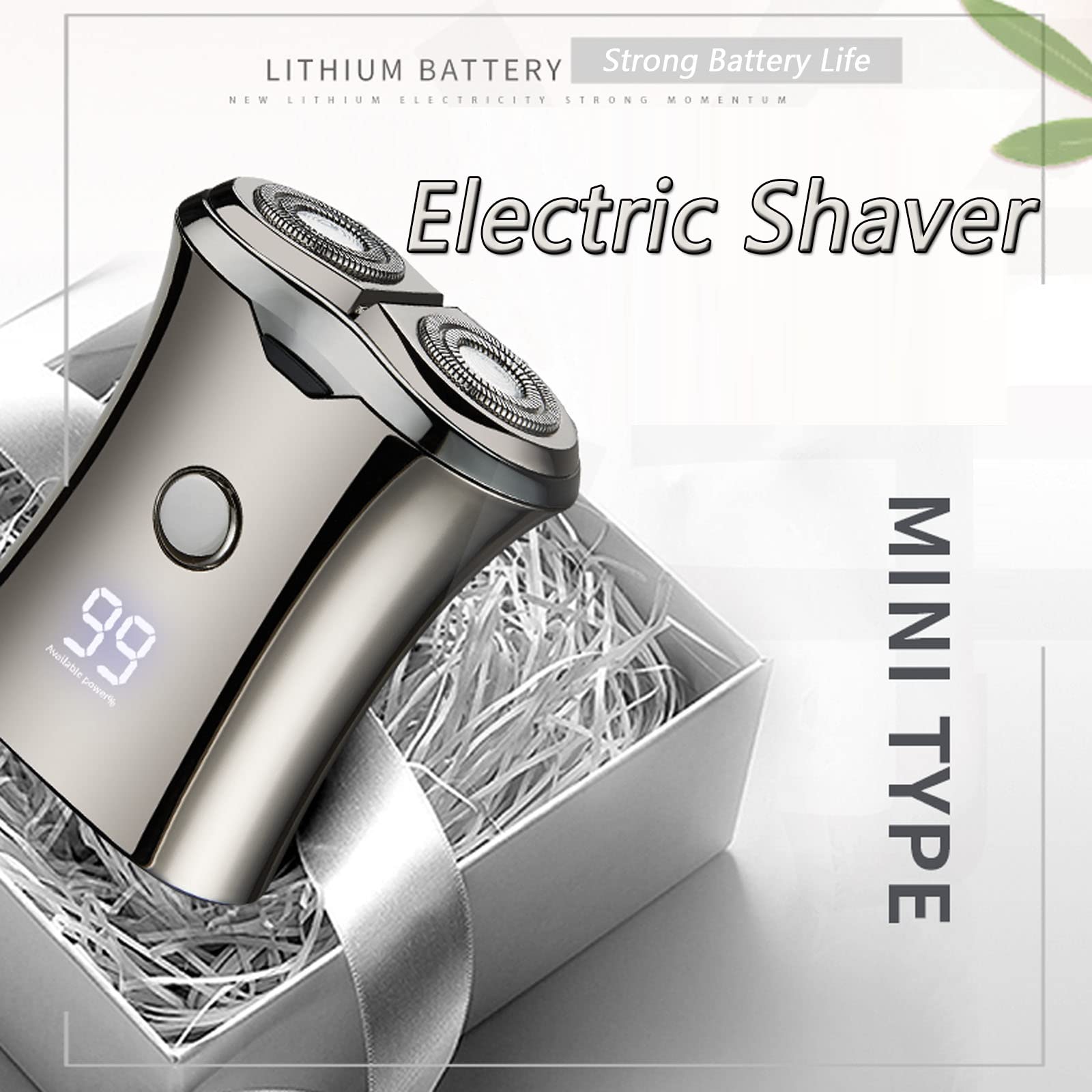 Electric Mini Travel Shaver for Men - Pocket Size Washable Electronic Razor - Mens Rechargeable Portable Cordless Shaving Face Beard - Wet & Dry Rotary Electrical Shave