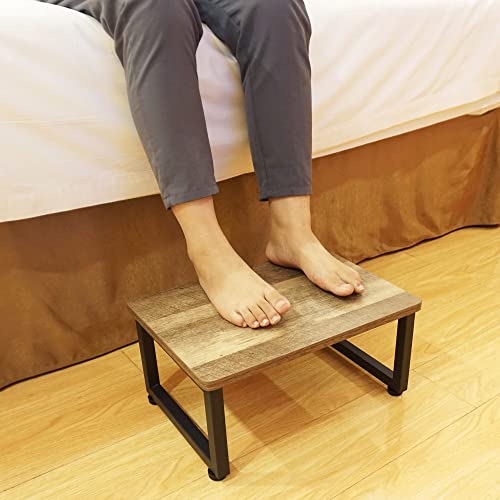 TSTWETO Step Stools for Adults, 7.5" Wooden Kids Bed Stepping Stool for High Beds, Multi-Purpose Heavy Duty Step Stool for Bedside Kitchen Bathroom, Metal Frame Hold Up to 400 Lbs