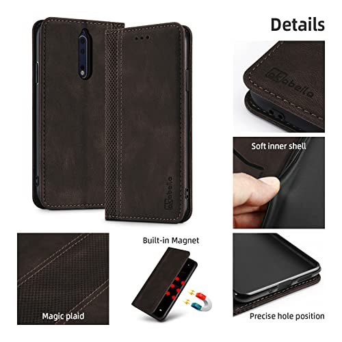 AKABEILA for Oppo A97 5G Case Luxury PU Leather Flip Case Folio Wallet Phone Case Cover with Card Holder Magnetic Closure Kickstand 6.7" Dark Brown