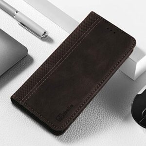 AKABEILA for Oppo A97 5G Case Luxury PU Leather Flip Case Folio Wallet Phone Case Cover with Card Holder Magnetic Closure Kickstand 6.7" Dark Brown