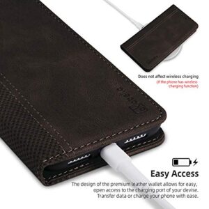 AKABEILA for Oppo A97 5G Case Luxury PU Leather Flip Case Folio Wallet Phone Case Cover with Card Holder Magnetic Closure Kickstand 6.7" Dark Brown