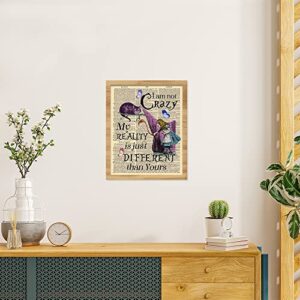 Dictionary Art - Alice in Wonderland - Cheshire Cat -"I am Not Crazy- My Reality is Just Different than Yours" - Fun Quote Makes a Great Gift for Friends or Family