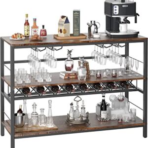 COZY EAGLE Coffee Bar Cart, Bar Carts for The Home, Mini Bar Cart, Coffee Bar Cabinet with Storage, Wine Rack, Mini Coffee Bar Table for Home, Kitchen, and Liquor Buffet Cabinet - 39.4 inch - Rustic