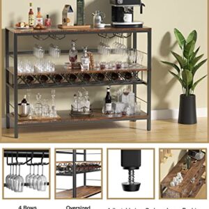 COZY EAGLE Coffee Bar Cart, Bar Carts for The Home, Mini Bar Cart, Coffee Bar Cabinet with Storage, Wine Rack, Mini Coffee Bar Table for Home, Kitchen, and Liquor Buffet Cabinet - 39.4 inch - Rustic