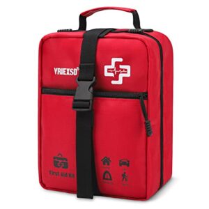 vriexsd 400 piece large first aid kit premium emergency kits for home, office, car, outdoor, hiking, travel, camping, survival medical first aid bag, red