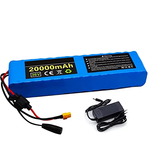 OXEXE 36V 20Ah Electric Bike Lithium Battery,10s3p 18650 Lithium Battery Pack,Built-in 30A BMS, with 42V 2A Charger,for 200W 350W 500W Scooters, Electric Bicycles Motor