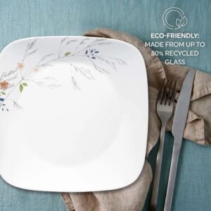 Corelle Adlyn 16pc, Service for 4, Dinnerware Set, 8 plates bowls, Chip & Break Resistant, Dinner Plates and Bowls, Corelleware White, Blue, Orange, Green