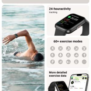 Smart Watch for Men Women(Call Receive/Dial), Alexa Built-in, 1.7" Touch Screen Fitness Tracker with Heart Rate Sleep Tracking, 60 Sports Modes, 5ATM Waterproof Smartwatch for Android iPhone, Black