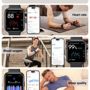 Smart Watch for Men Women(Call Receive/Dial), Alexa Built-in, 1.7" Touch Screen Fitness Tracker with Heart Rate Sleep Tracking, 60 Sports Modes, 5ATM Waterproof Smartwatch for Android iPhone, Black