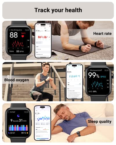 Smart Watch for Men Women(Call Receive/Dial), Alexa Built-in, 1.7" Touch Screen Fitness Tracker with Heart Rate Sleep Tracking, 60 Sports Modes, 5ATM Waterproof Smartwatch for Android iPhone, Black