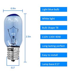 2Pcs Fridge Light Bulb Replacement T8 E17 40Watt Light Bulb Fit for Whirlpool KitchenAid Electrolx Kenmore Frigidaire Refrigerator 297048600 241552802 AP3770086 1056577 AH976993 EA976993 PS97699