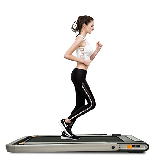 2 in 1 Under Desk Treadmill, 2.5HP Folding Electric Treadmill Walking Jogging Machine for Home Office with Remote Control, Black